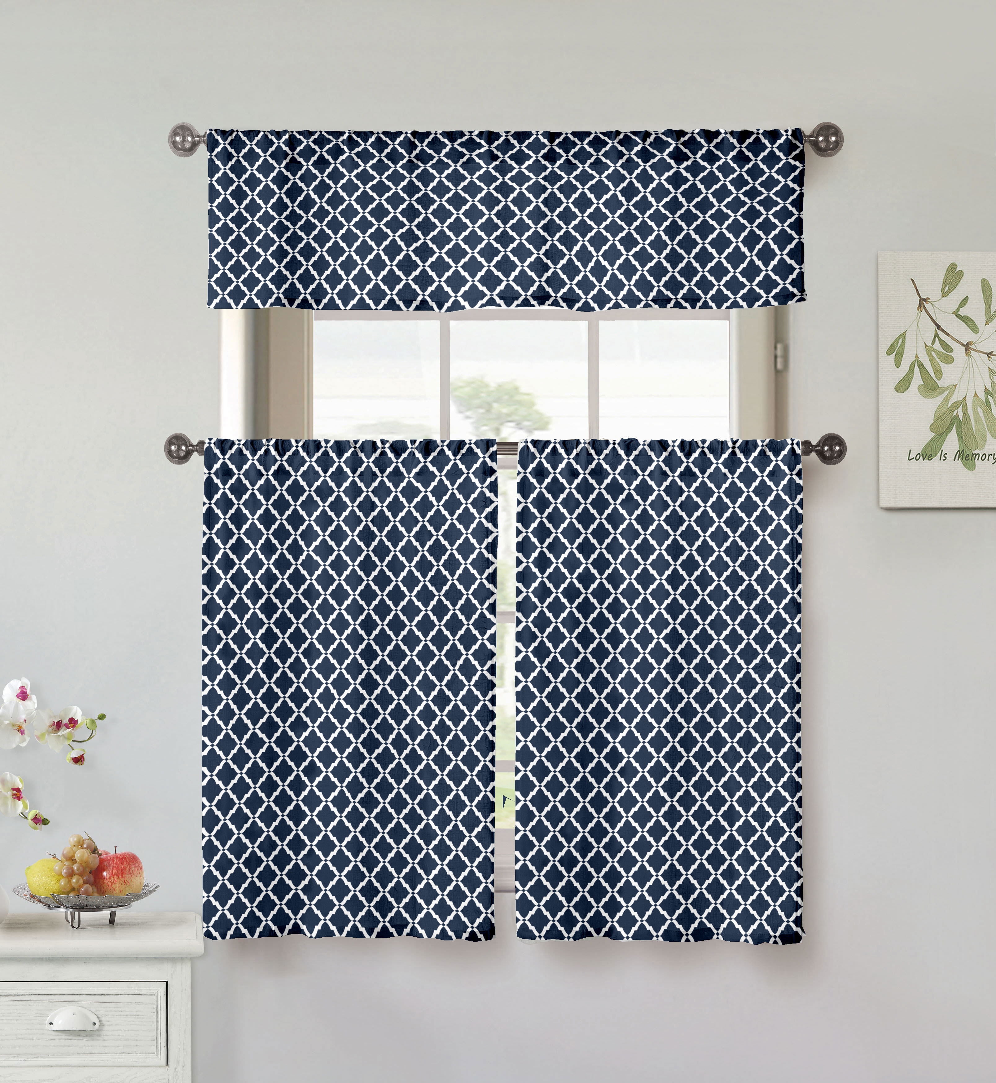 Moana Geometric Cotton Kitchen Curtain & Tier Set - Walmart.com