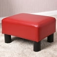Costway Small Ottoman Footrest PU Leather Rectangular Low Seat Wood ...
