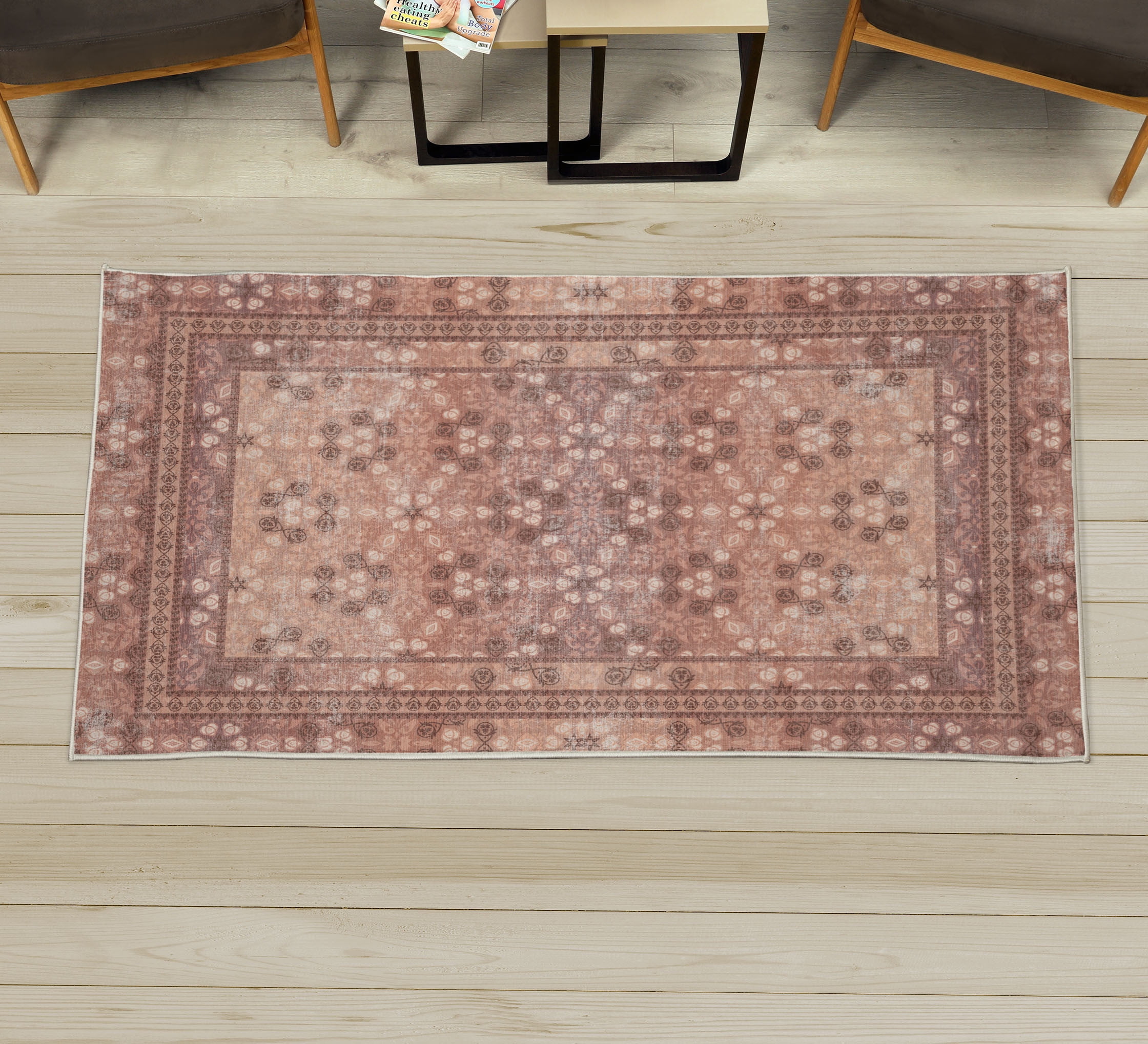 Vintage Decorative Rug, Nostalgic Retro Floral Petals Pastel Look ...