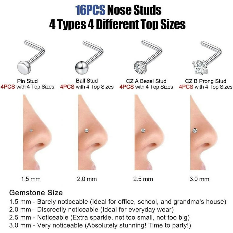 Briana Williams L Shape Silver Stainless Steel 18G Nose Piercing 0.31