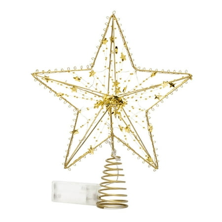 Uheoun Christmas Tree Top Star Five-pointed Star Straight Line Wrought ...
