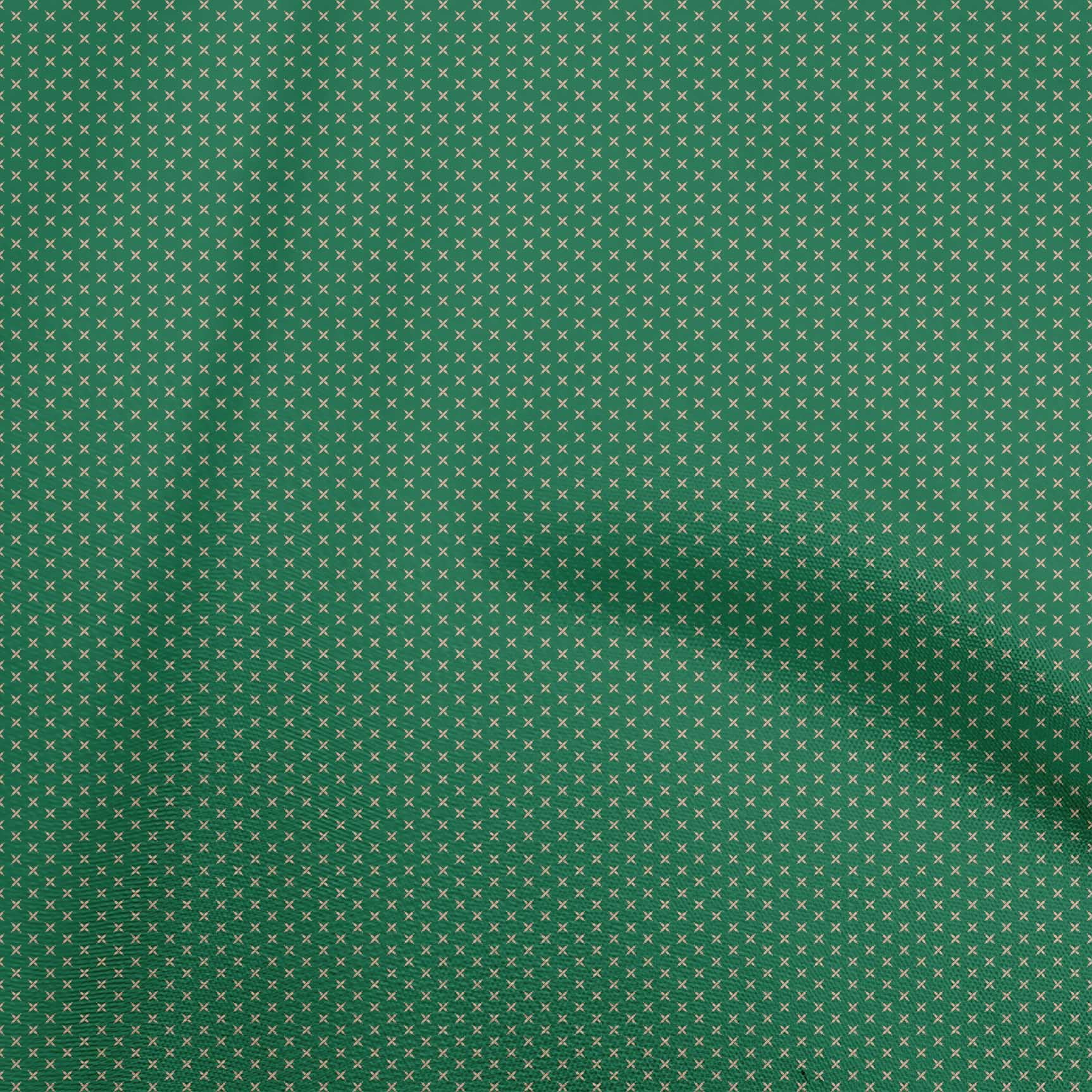 oneOone Cotton Poplin Green Fabric Geometric Fabric For Sewing Printed ...