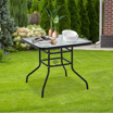 Dkelincs 32 inch Patio Table with Umbrella Hole, Tempered Glass Top ...