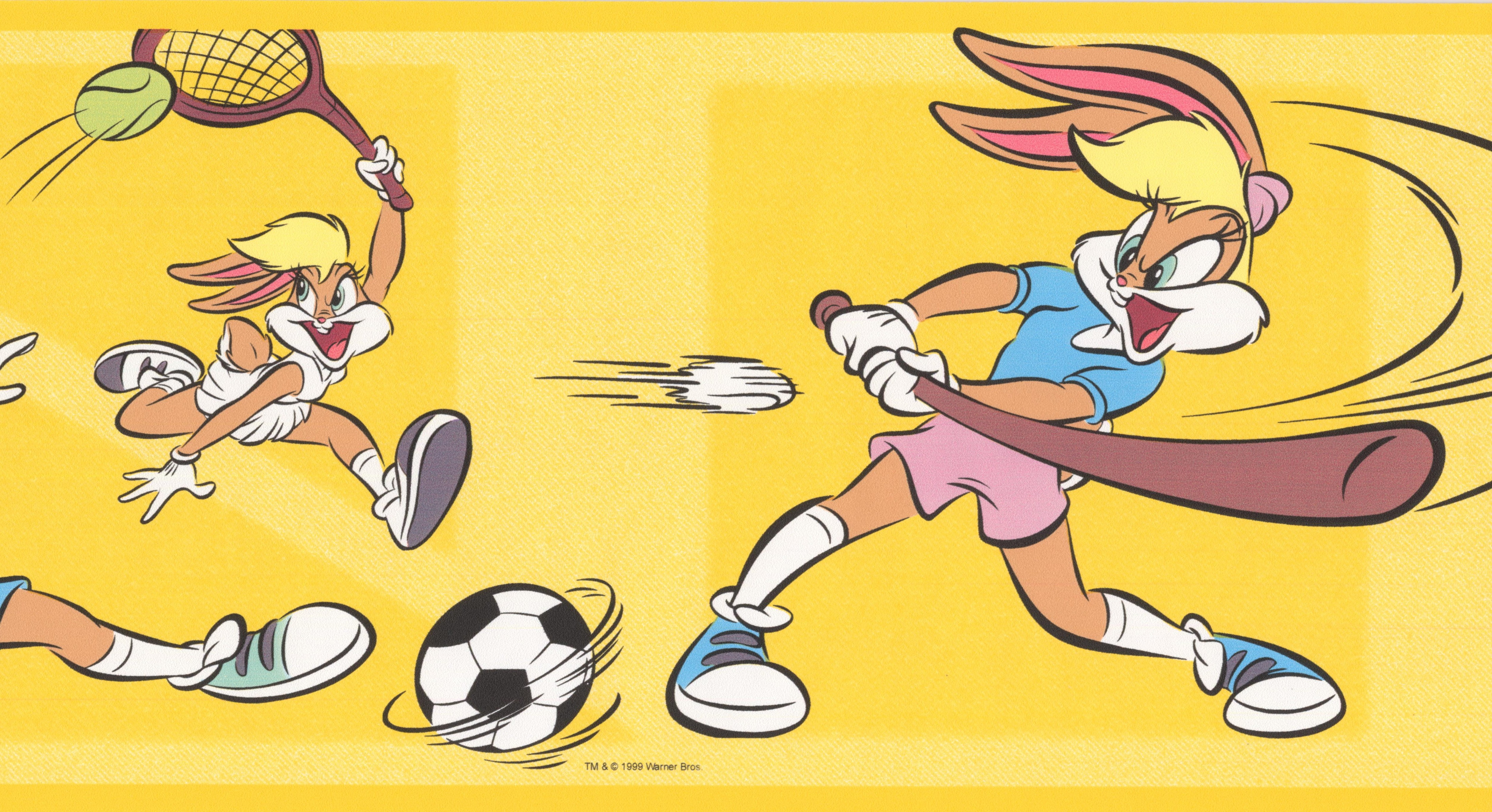 Lola Bunny Sports Looney Tunes Disney Cartoon Wallpaper Border - Yellow ...