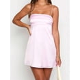 Pink Spaghetti Strap Satin Mini Dress With Ruched Bust Cami Style Party ...