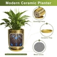 12 Inch Gold Ceramic Planter with Drainage Hole – Extra Large Round ...