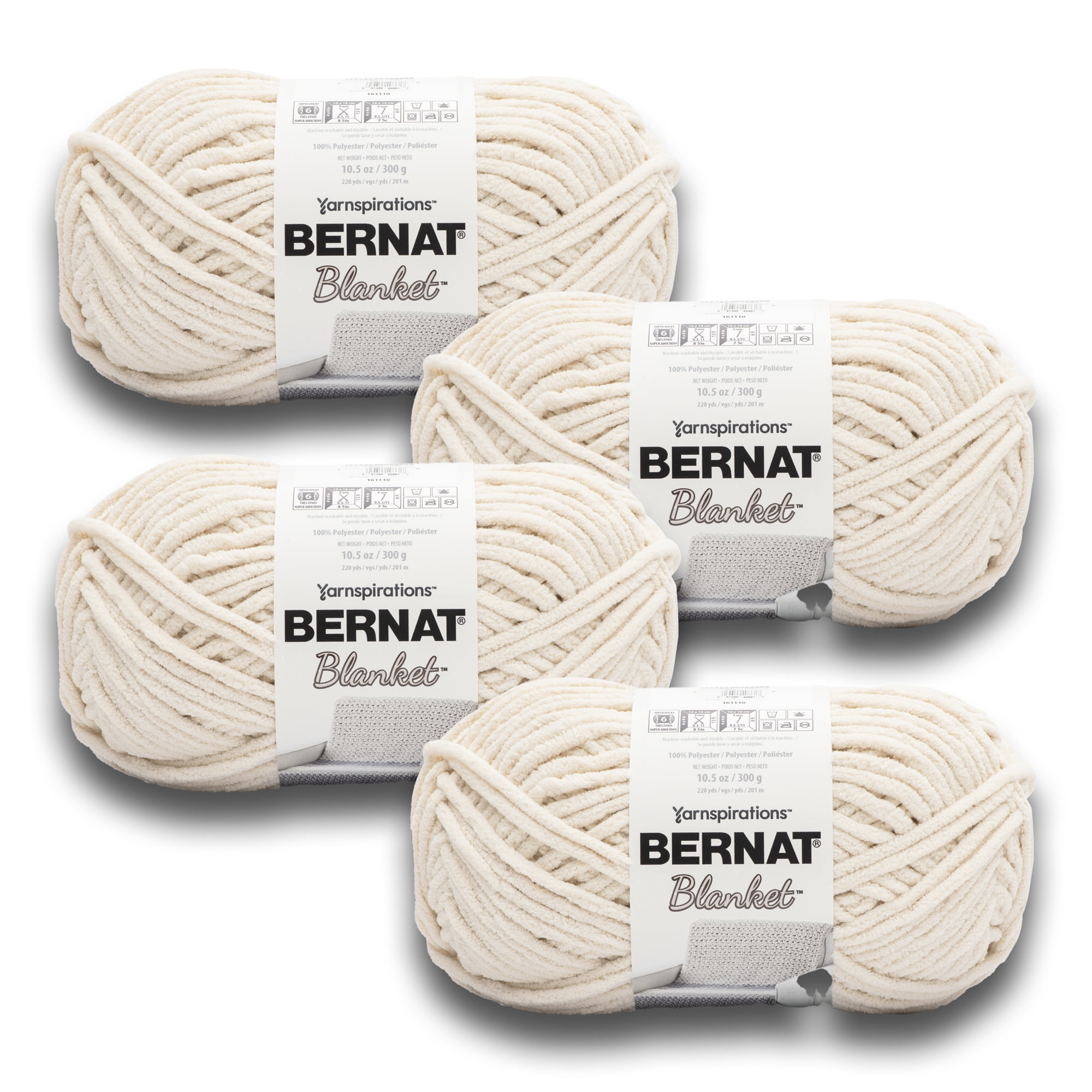 Bernat® Blanket™ #6 Super Bulky Polyester Yarn, Birch 10.5oz/300g, 220 Yards (4 Pack) - Walmart.com