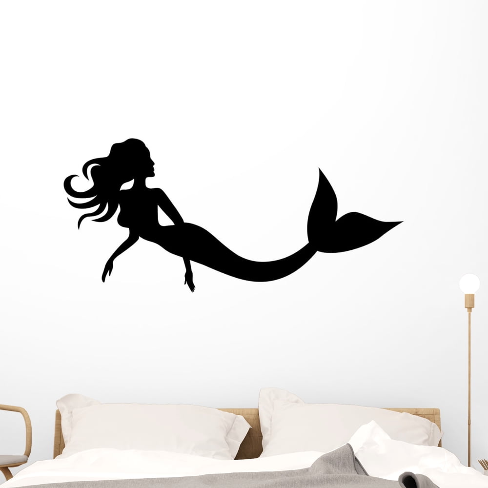 Silhouette Swimming Mermaid Wall Decal Wallmonkeys Peel and Stick ...