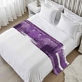 Abstract Art Bed Runner Twin Size Purple White Mottled Color Block Oil ...