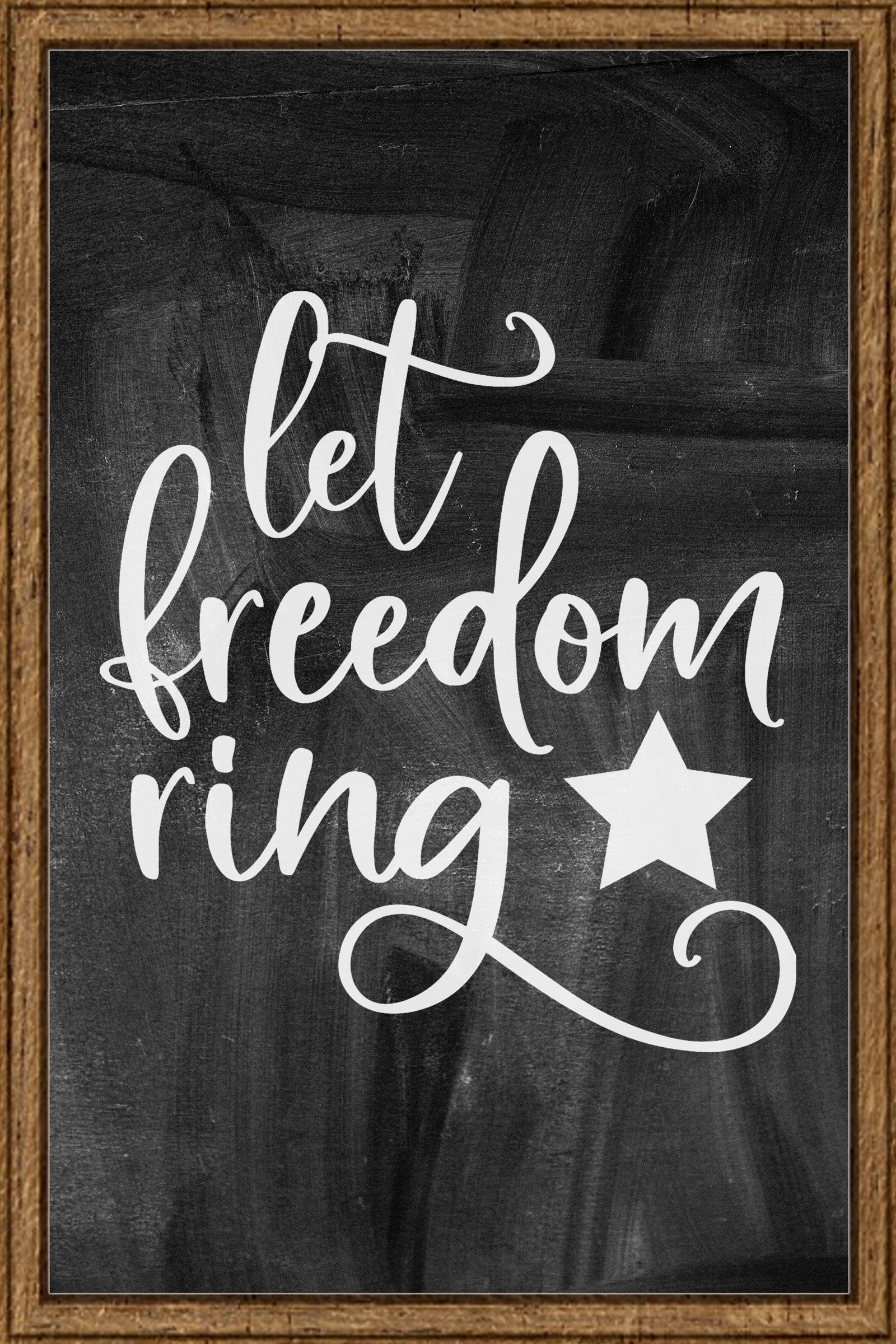 Let freedom ring star cursive united states of America Tin Sign Chalk ...