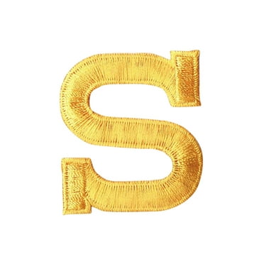 Alphabet Letter - S - Color Gold - 2" Block Style - Iron On Embroidered ...
