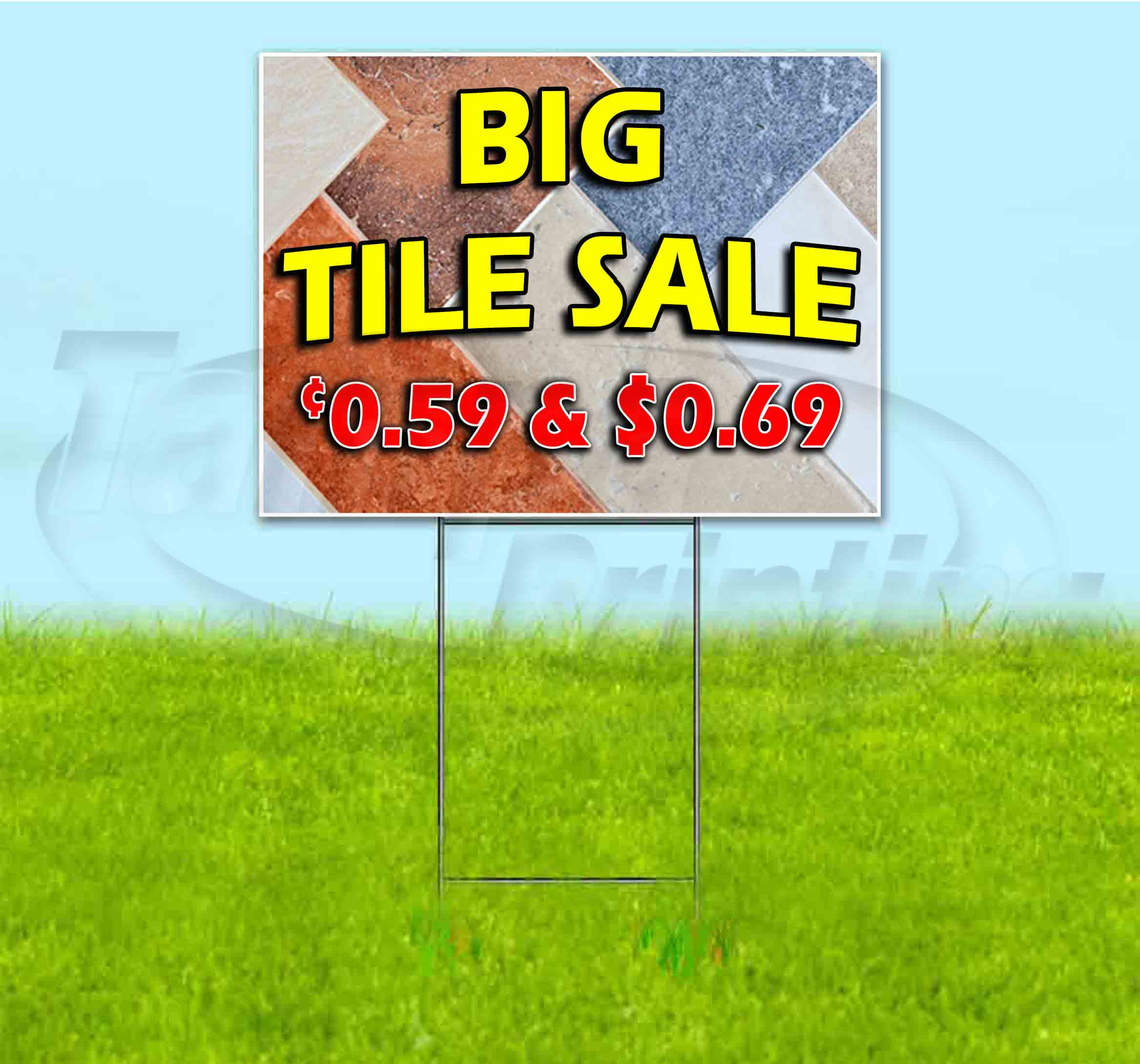 Big Tile Sale (18" x 24") Yard Sign, Includes Metal Step Stake ...