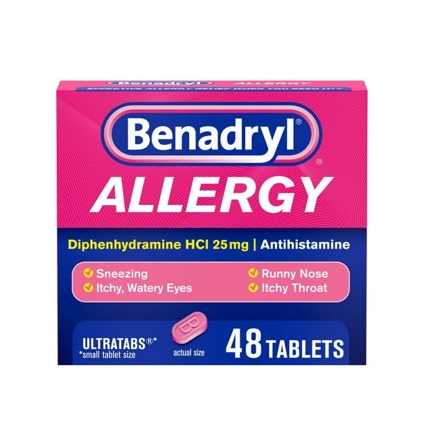 Benadryl Ultratabs Antihistamine Cold & Allergy Relief Tablets, 48 ct ...