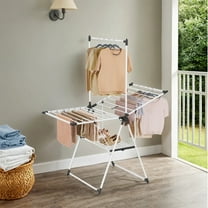 LEDREM 2-Level Foldable Drying Rack, 24-Rail Laundry Airer with ...