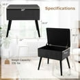 Costway 2 PCS Velvet Vanity Stools with Storage Solid Wood Legs Flip-Up ...