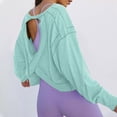 Aellinatey Open Back Workout Tops for Women Long Sleeve Cropped ...