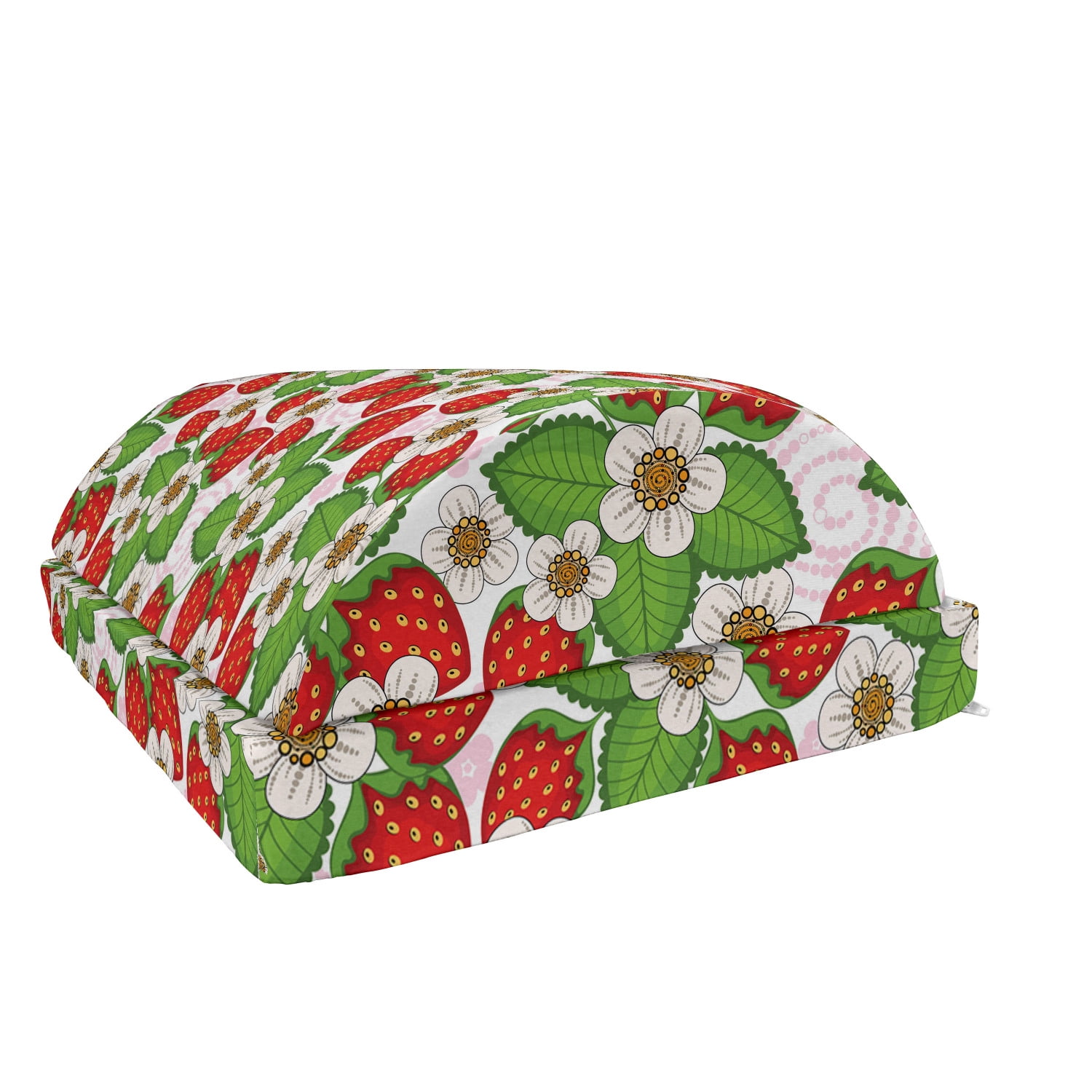 Spring Foot Rest, Floral Pattern with Strawberries Flowers and Leaf ...