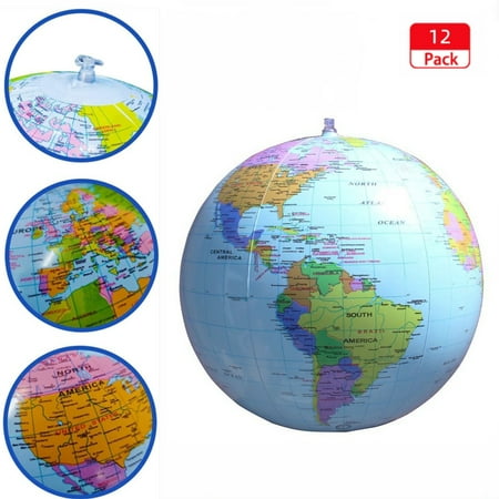 12 Pcs Beach Balls,12 Inch Inflatable Globe Balls,Earth Beach Ball for ...