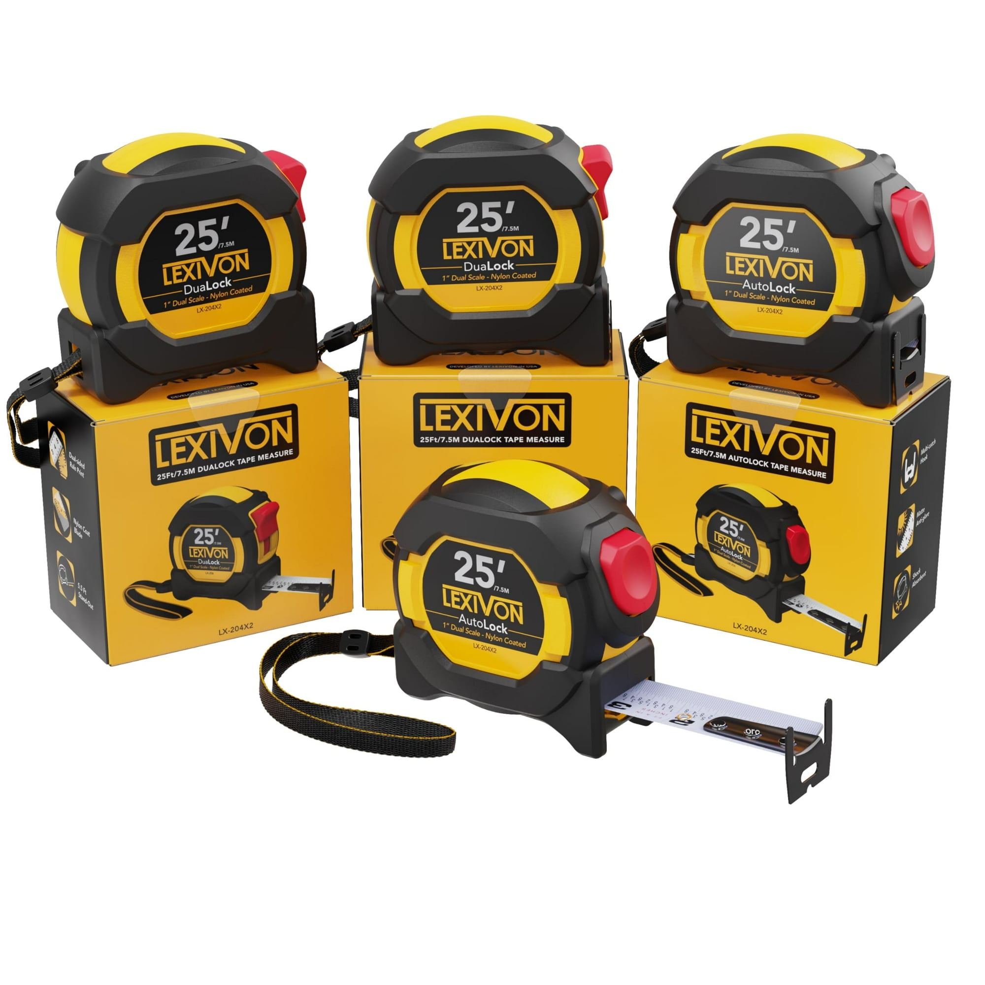 Click here for Lexivon [4-Pack] 25ft/7.5m Tape Measure  Dualock &... prices