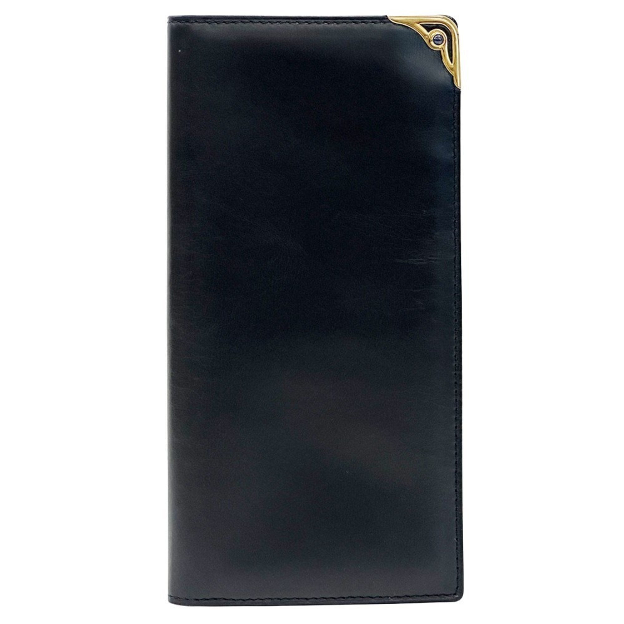 Pre-Owned Cartier Men's Sapphire Long Wallet with Leather and Navy Blue ...
