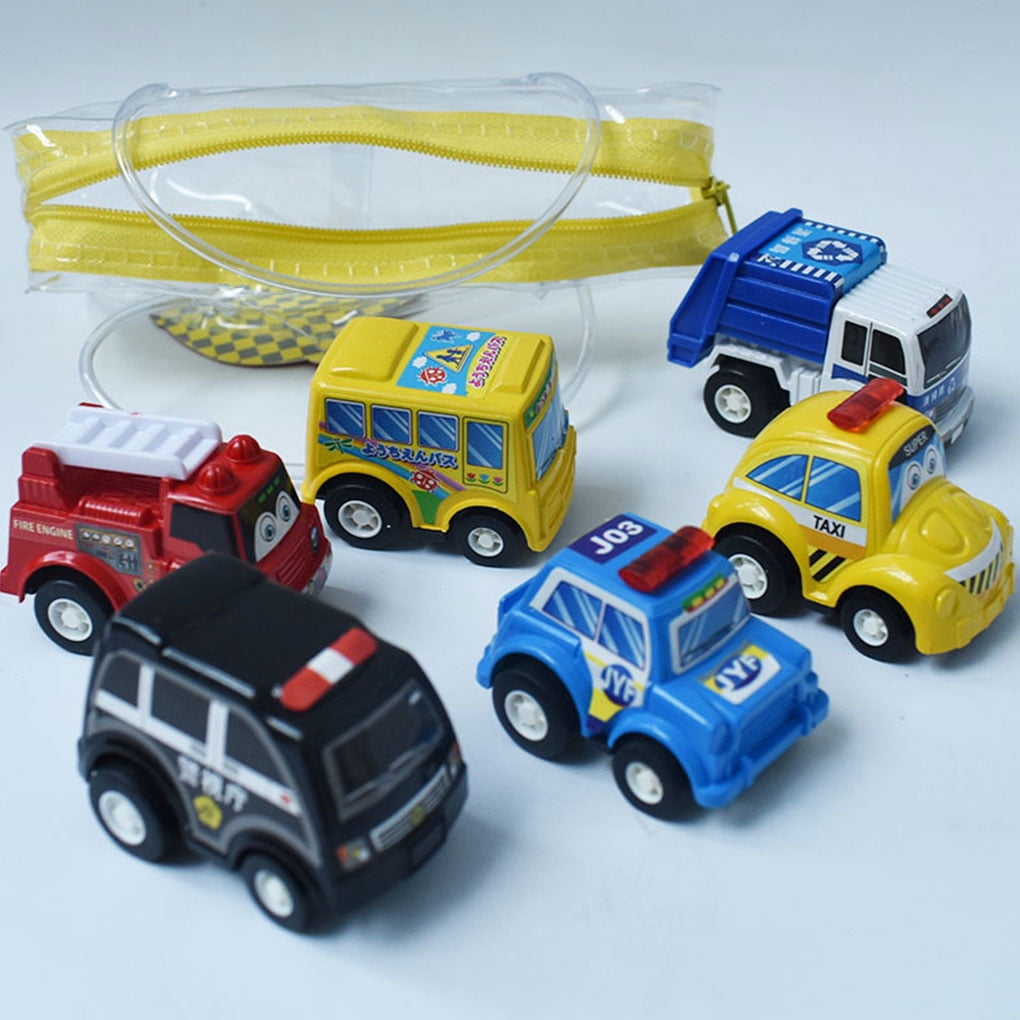 DALX 6Pcs/set Mini Toy Cars Pull Back Car Play Set Cartoon Vehicle ...