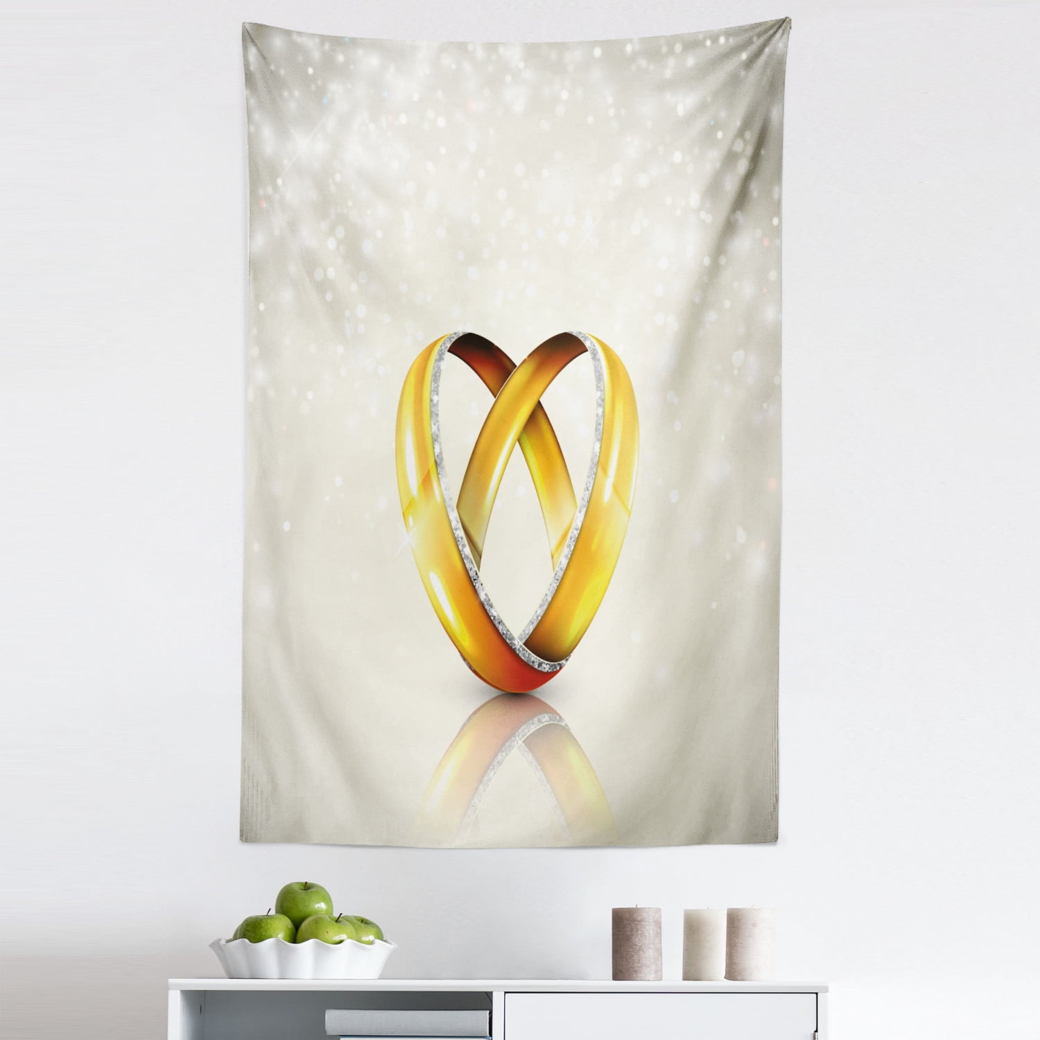 Wedding Tapestry, 2 Big Rings on Abstract Background Marriage ...