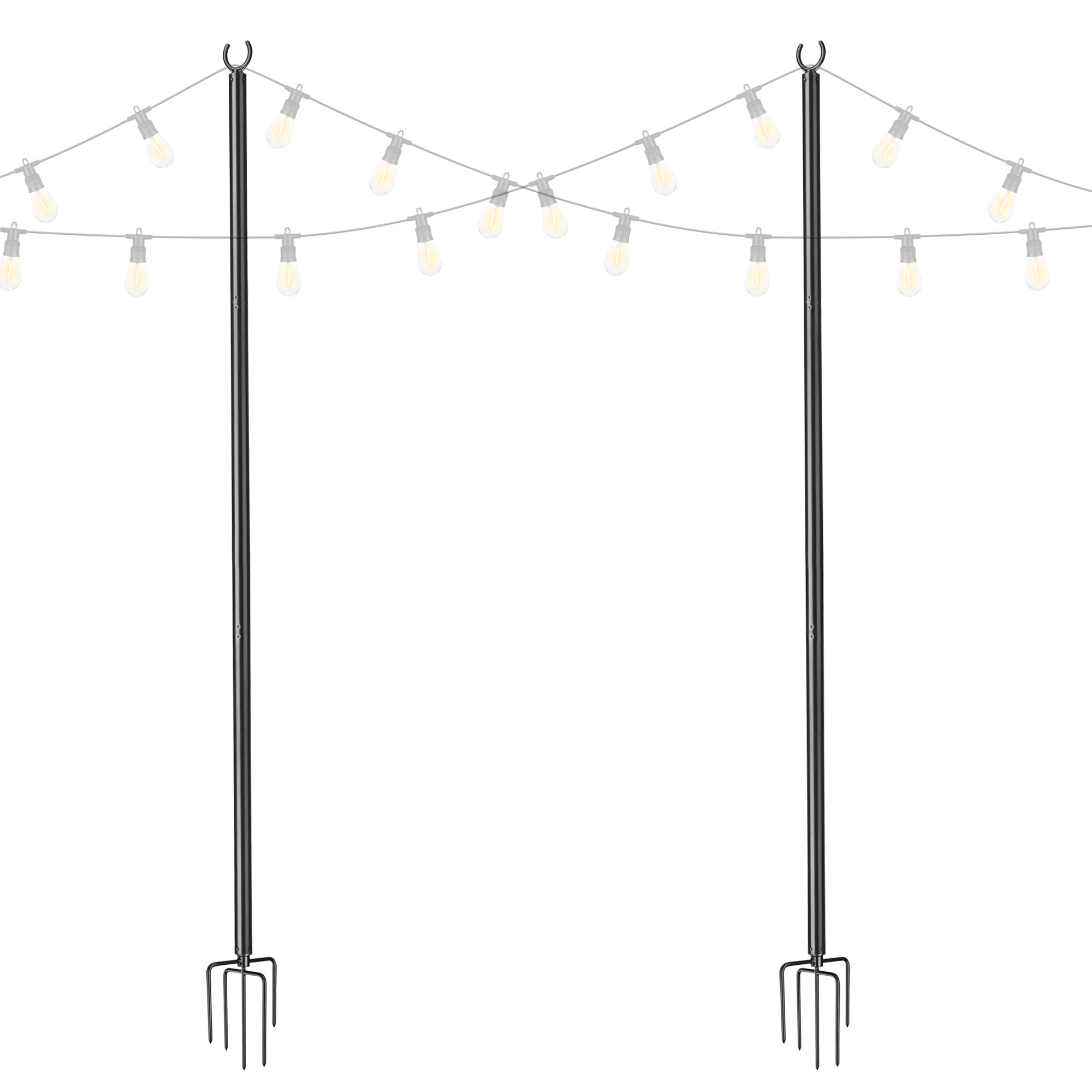 Yescom 2 Packs 10 Ft String Light Pole for Hanging String Lights Metal ...