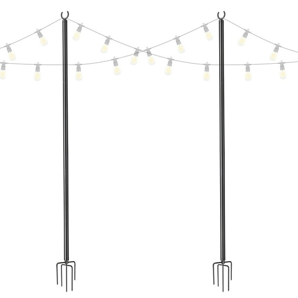 Yescom 2 Packs 10 Ft String Light Pole for Hanging String Lights Metal ...