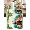 Burlap Table Runner 48 Inches Long, Forest Bear Deer Fox Squirrel Non ...