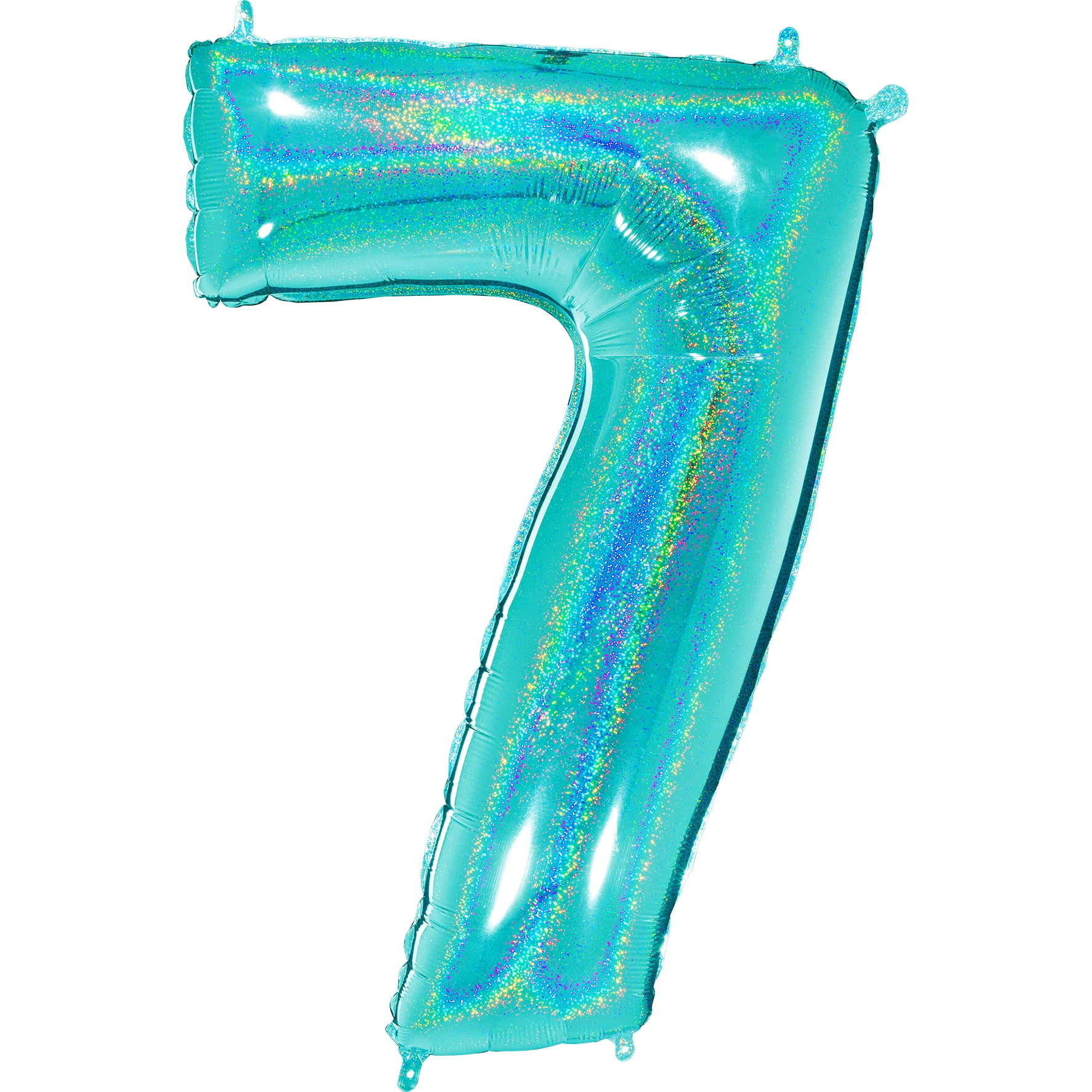 40" Tiffany Blue Number 7 Balloon - Holographic Mylar Balloon ...