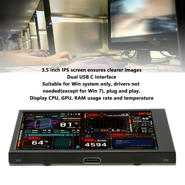 Computer Temp Monitor, PC CPU Data Monitor IPS Screen 3.5 Inch For ...
