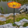 Yooshoverk Metal Flower Bird Bath With Stake Freestanding Bird Feeder ...