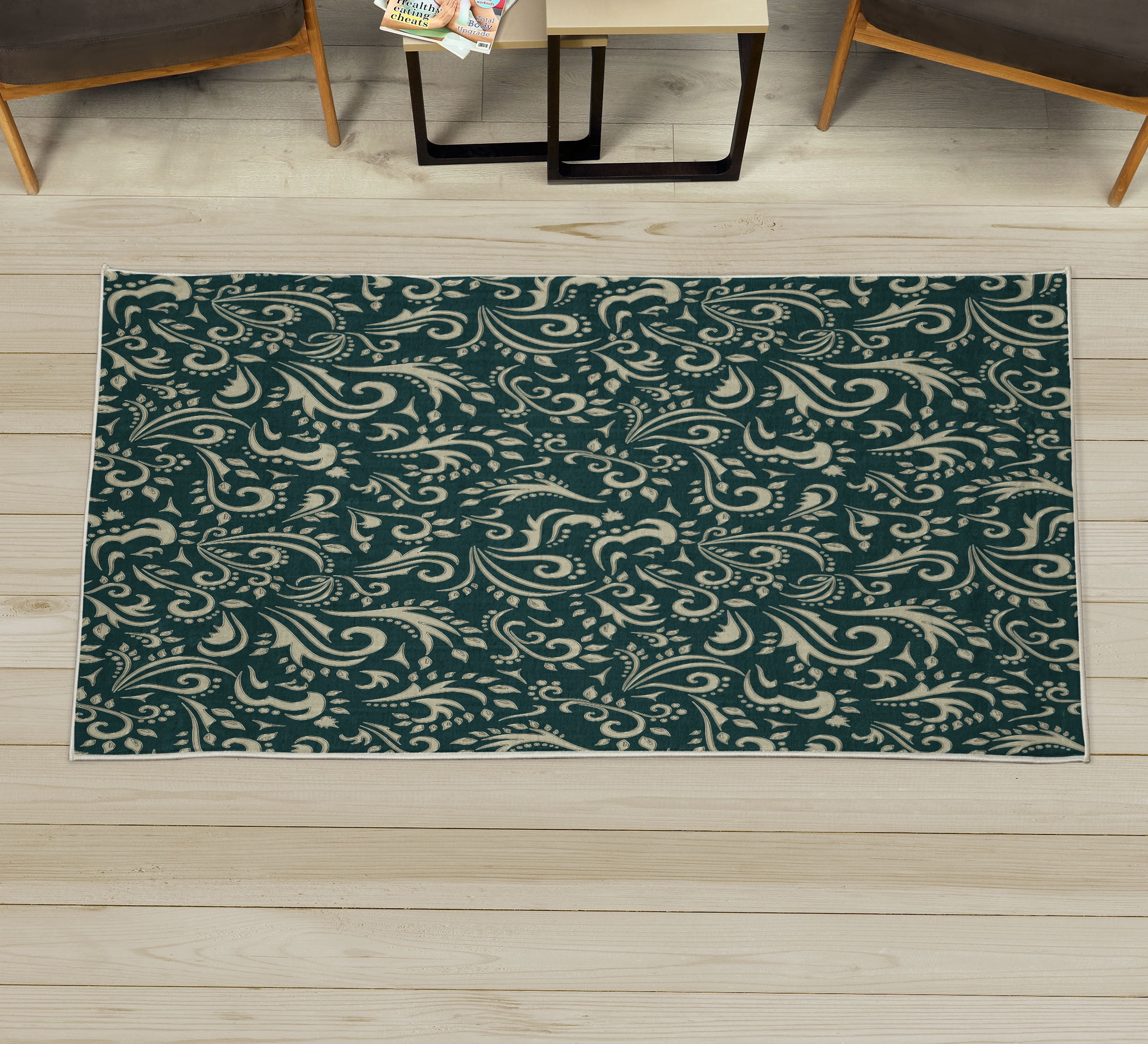 Vintage Decorative Rug, Monochrome Style Classic Victorian Inspired ...