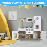 LAZY BUDDY Kid's Play Kitchen, Pretend Cooking Set with Microwave ...