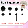 320pcs Glass Safety Eyes 2mm 3mm 4mm 5mm Black Beans Needle Type Glass ...
