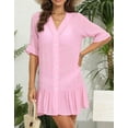 Beach Cover Up for Women 2025 V-Neck Button Down Swimsuit Cover Up See ...