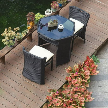 Rattan Style Table & Chair 3-Piece Set, Veranda, Table, Chair Set ...