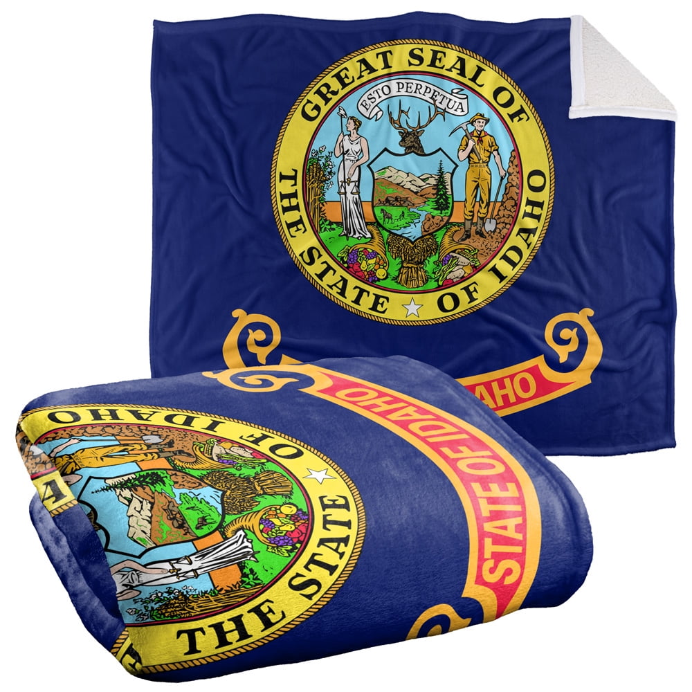 Logovision Blanket, 50"x60", Idaho Flag Silky Touch Sherpa Back Super ...
