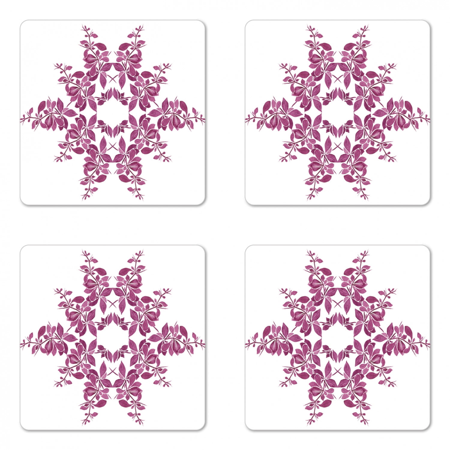 Purple Coaster Set of 4, Autumn Vine Bridal Flower Bouquet Vintage ...
