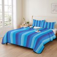 Blue Purple Vertical Stripes 3 Pieces Quilt Set,1 Quilt with 2 Shams ...