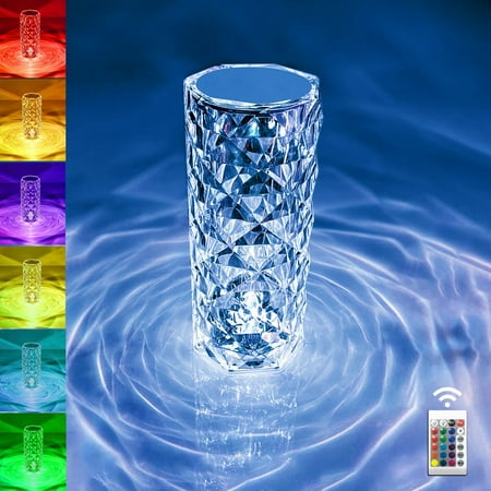 AVJONE Crystal Table Lamp Rose Lamp, 16 Colors Changing, RGB Touch Lamp ...