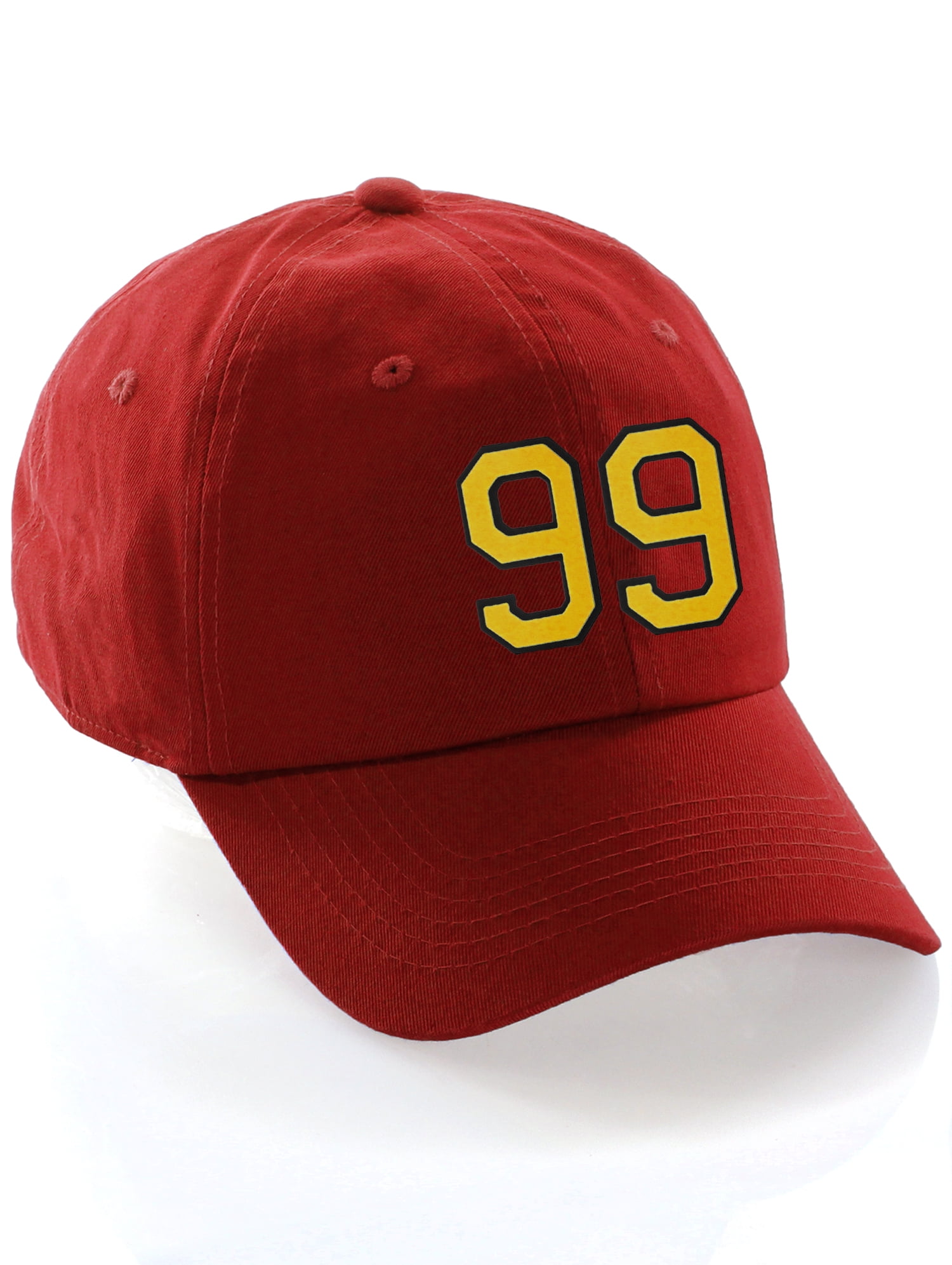 Customized Number Hat 00 to 99 Team Colors Baseball Cap, Red Hat Black ...