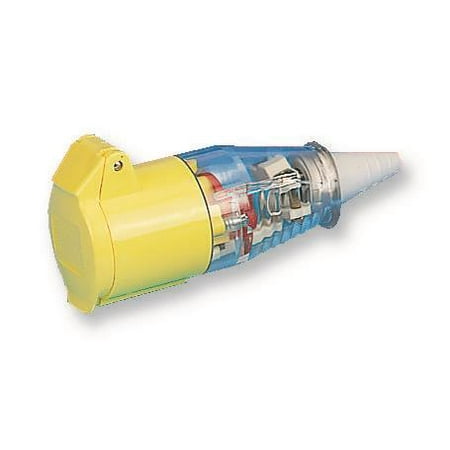 WALTHER 16A 110V Cable Mount CEE Socket 2P+E Yellow with Transparent ...