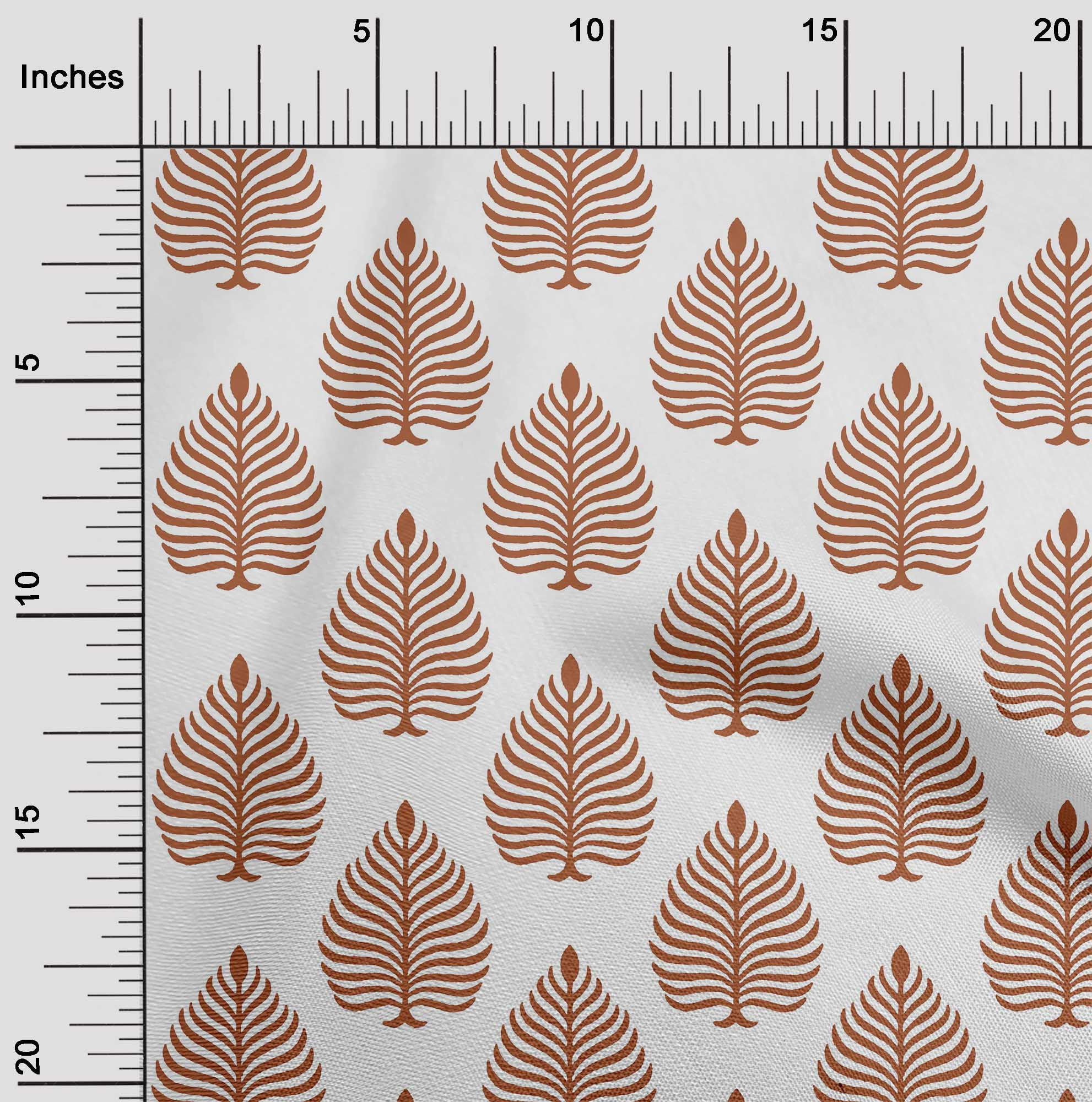 oneOone Viscose Chiffon Rust Brown Fabric Floral & Flying Swan Block ...