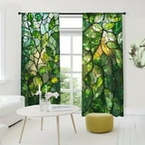 WNOOHIY Nordic Style Retro Green Leaf Stain Glass Light-filtering ...