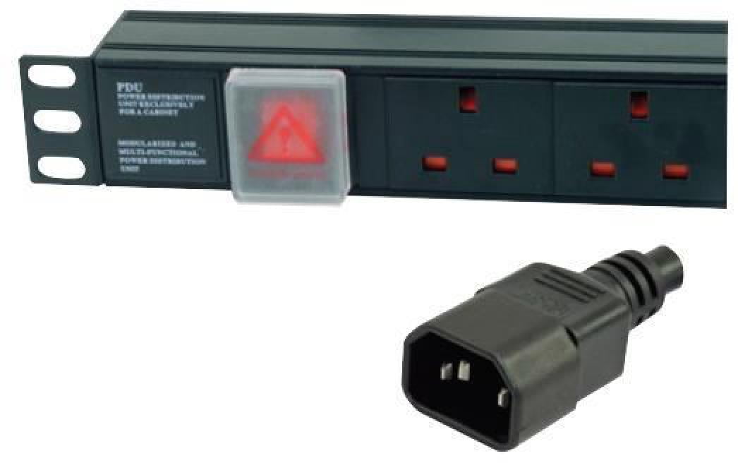 LMS DATA - 1U 6 Way 13A Mains Sockets to IEC C14 Plug Horizontal PDU - Walmart.com