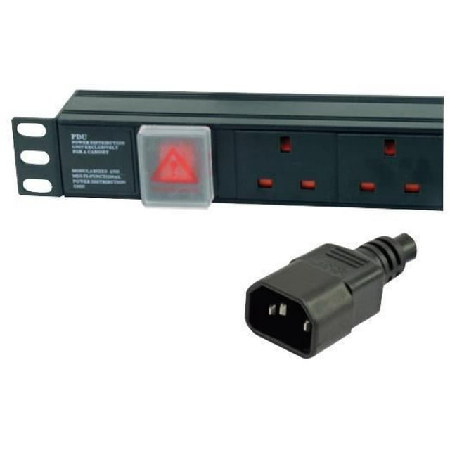 LMS DATA - 1U 6 Way 13A Mains Sockets to IEC C14 Plug Horizontal PDU - Walmart.com