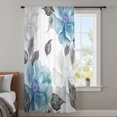 Blue Grey Floral Sheer Curtains 108" Extra Long for Living Room ...