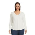 Terra And Sky Womens Plus Size Long Sleeve V Neck T Shirt 2 Pack