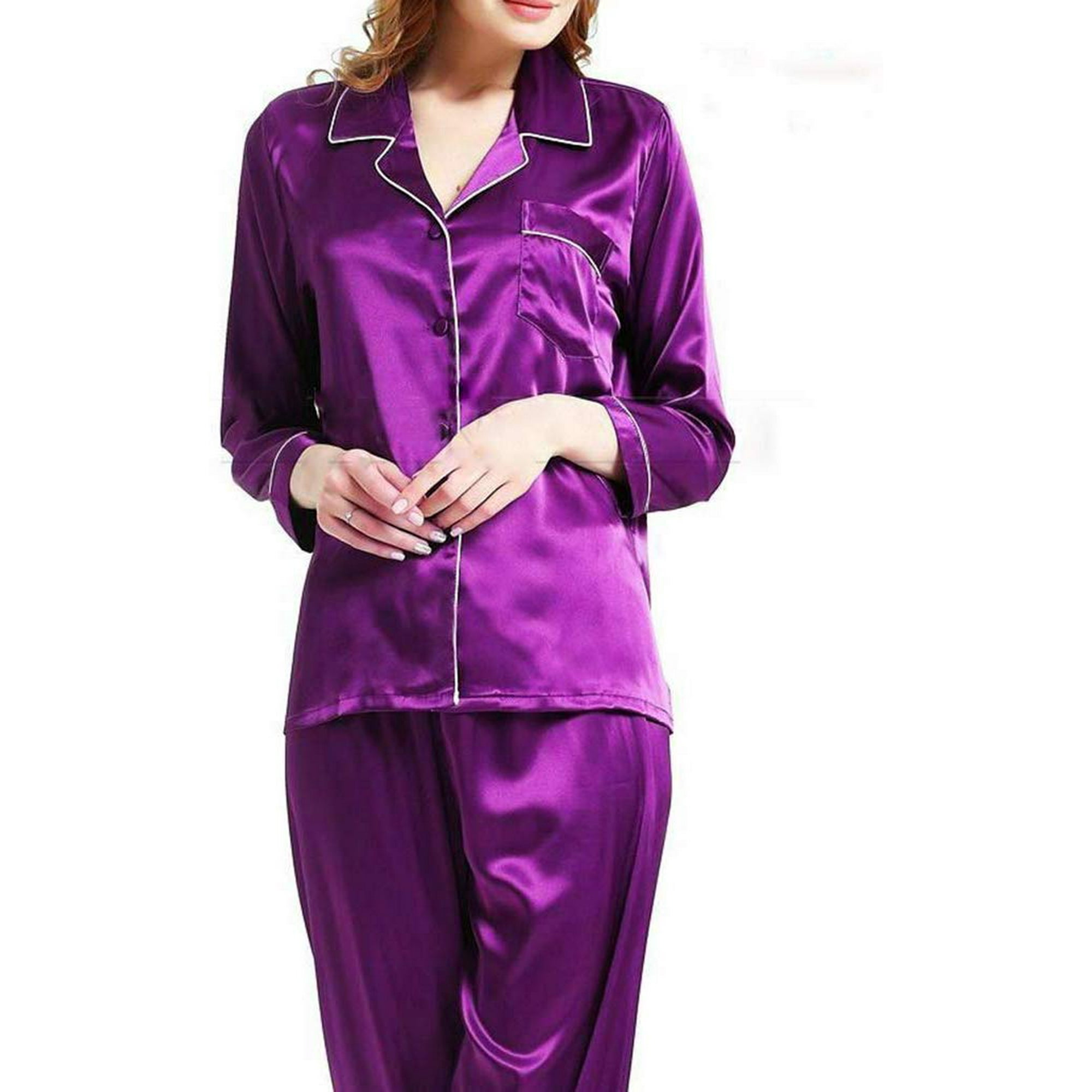 Click here for Fortune Women Silk Satin Pajamas Set Long Sleeve B... prices